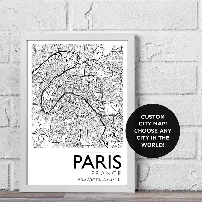 Modern Office City Map Printable Wall Art Office Map Gift - Etsy