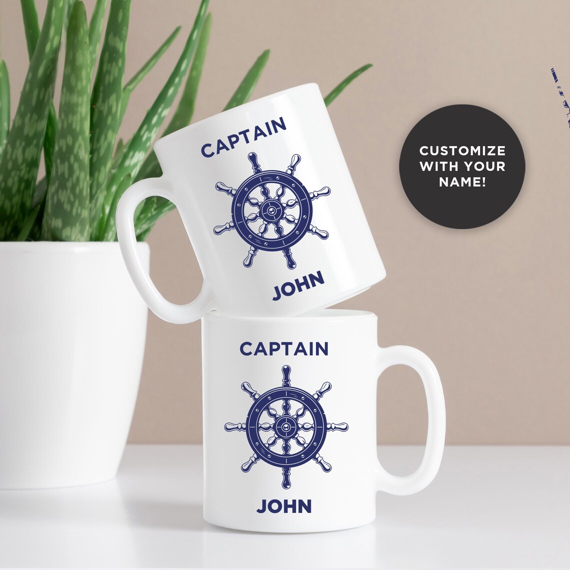 Personalized Captain Nautical Boat Anchor Ceramic Mug, Ship Mug ...