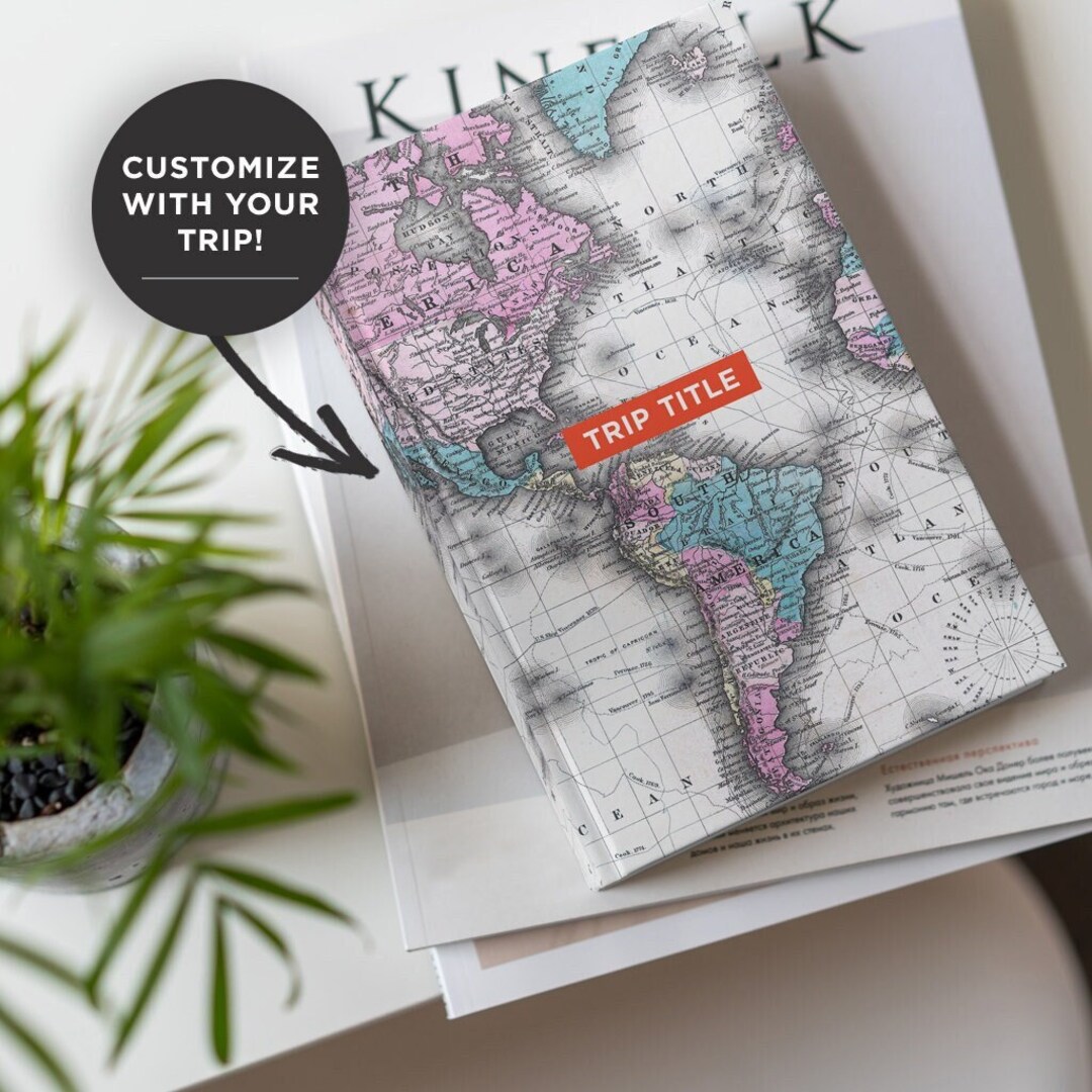 World Map Travel Journal, Custom Notebook for Travel, Map Pattern ...