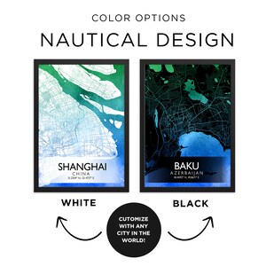 Custom Map of Your Choice, Nautical City Map Poster, Coastal Summer ...