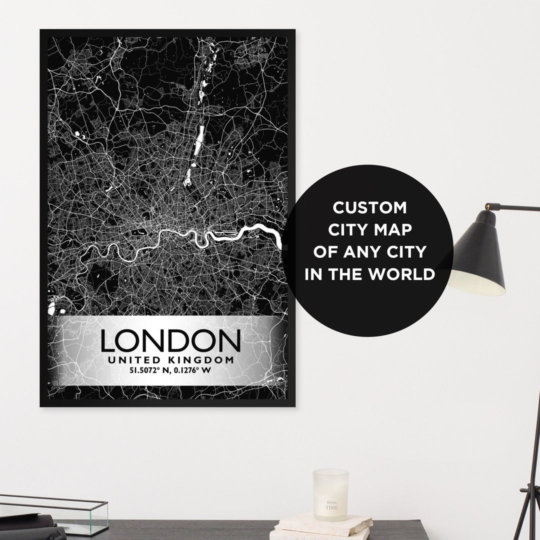 Custom Colored Map, Personalized Digital Map Poster, Map City Art ...