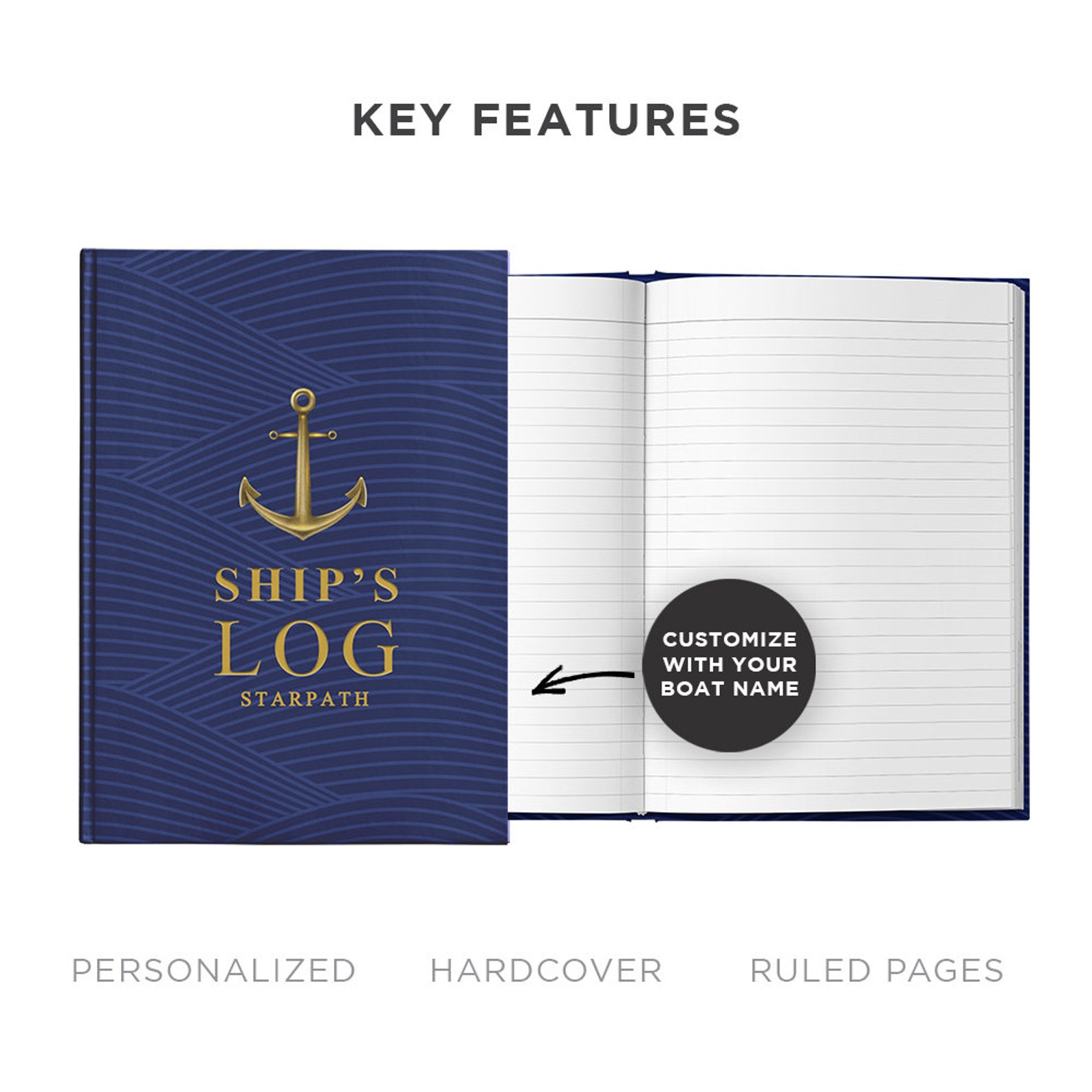 Personalized Boating Journal, Fishing Journal, Nautical Anchor, Boat ...