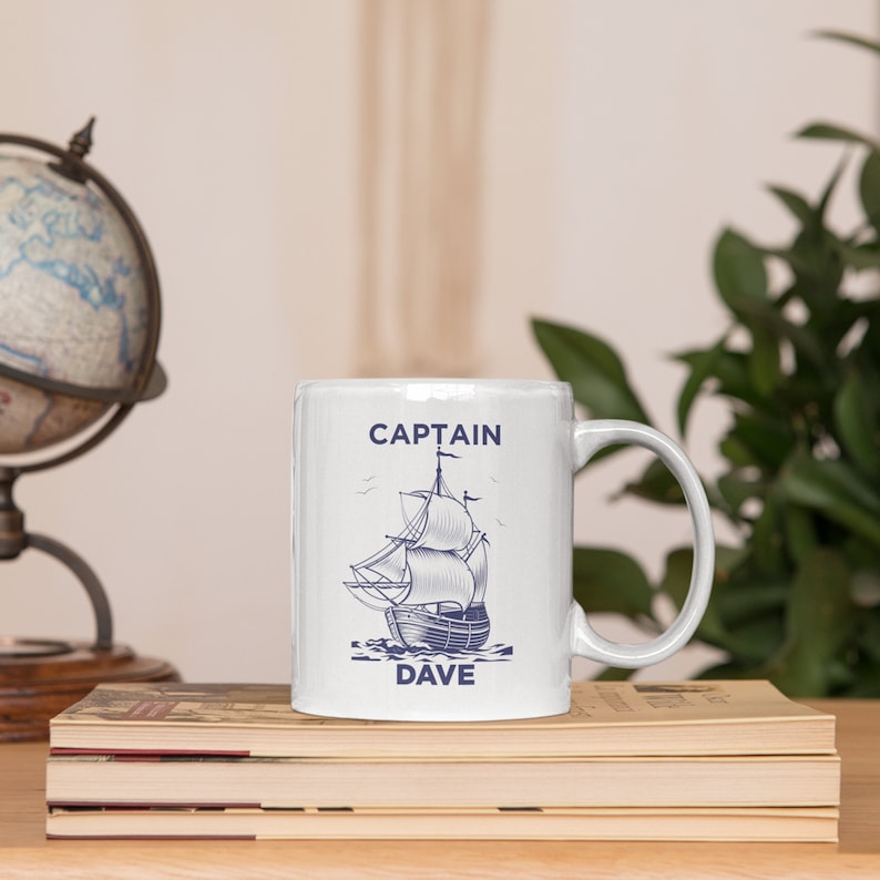Personalized Captain Nautical Boat Anchor Ceramic Mug, Ship Mug ...