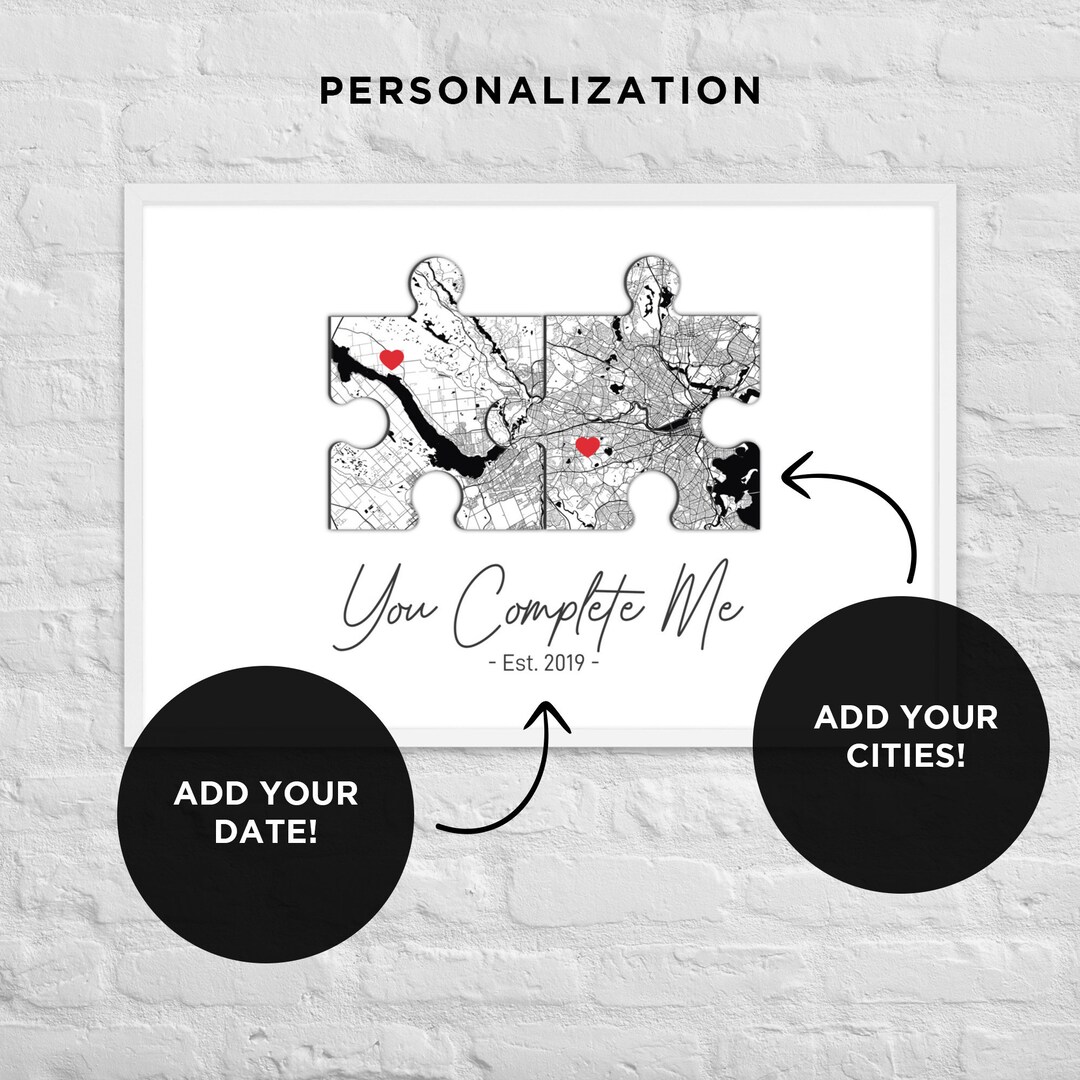 You Complete Me Unique Romantic Puzzle Print, Framed Artistic Design ...