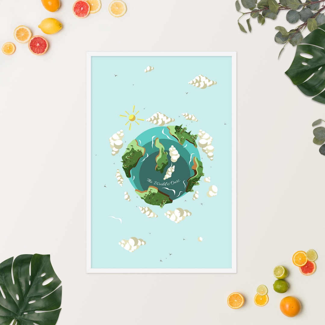 The World is Ours Daylight Edition, Framed Art Print, Planet Art ...