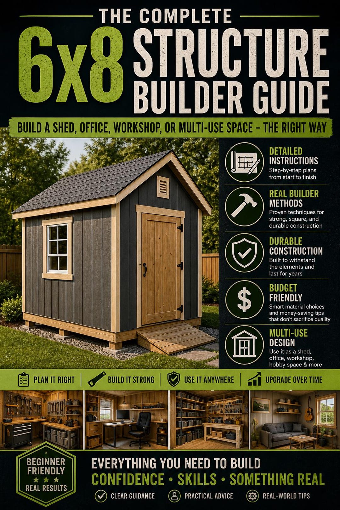 6x8 Shed Plans PDF | DIY Shed Build Guide | Step-by-step Small Cabin ...