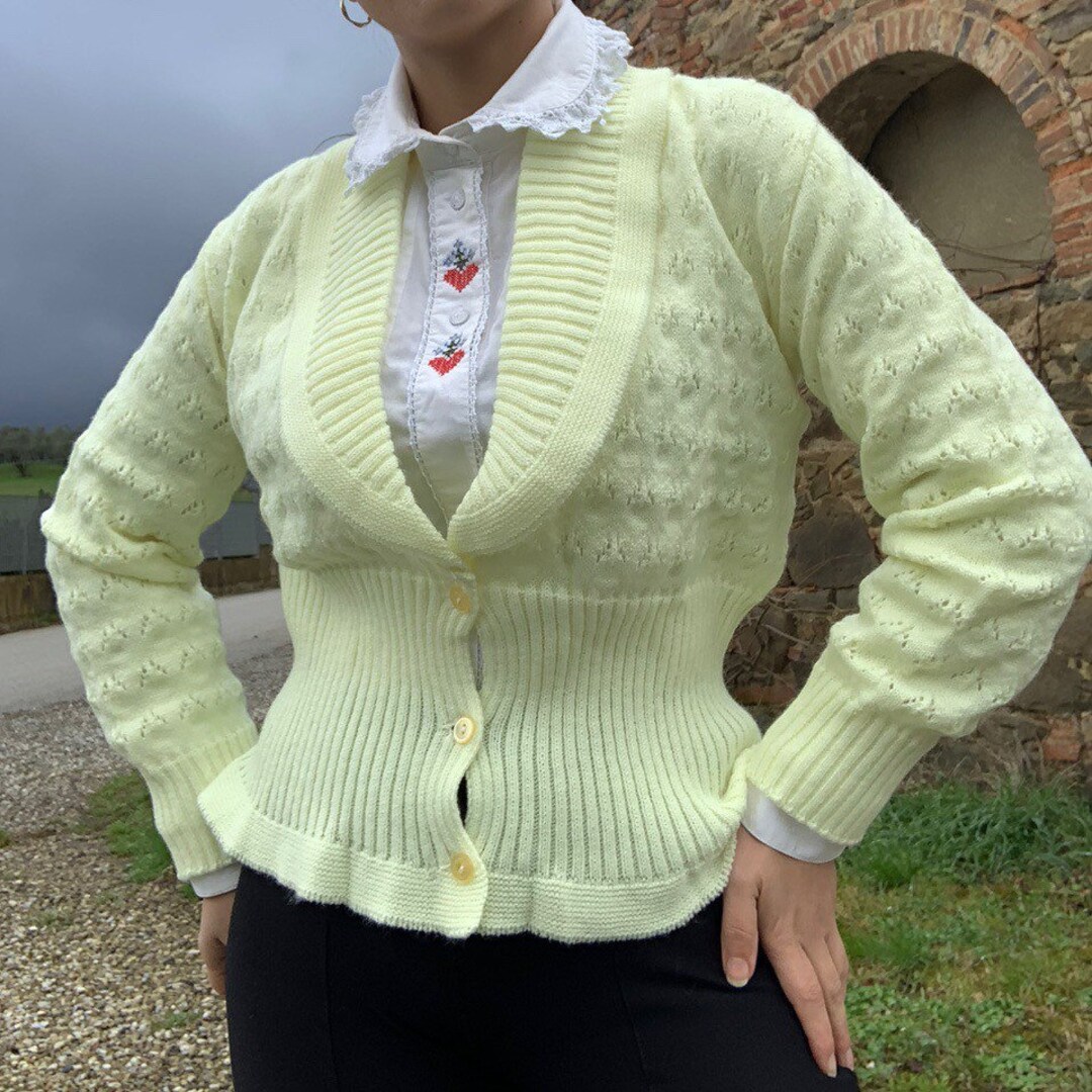 Pastel Yellow Cardigan - Etsy