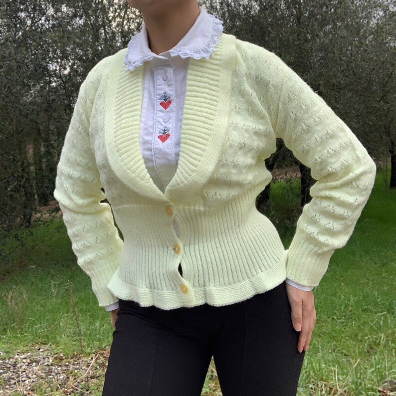 Pastel Yellow Cardigan - Etsy
