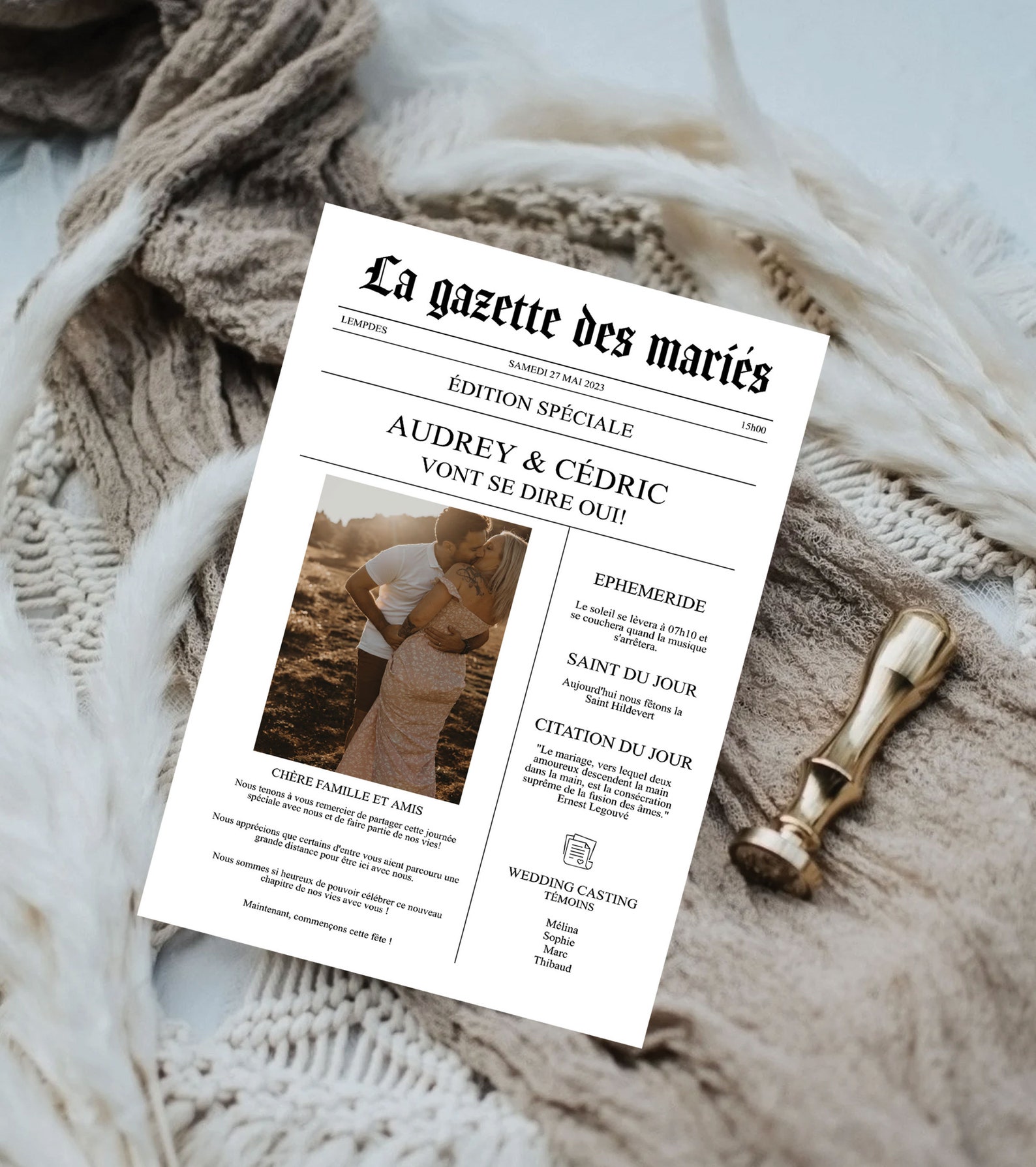 Gazette des mariés mariage cadeaux invités gazette - Etsy France
