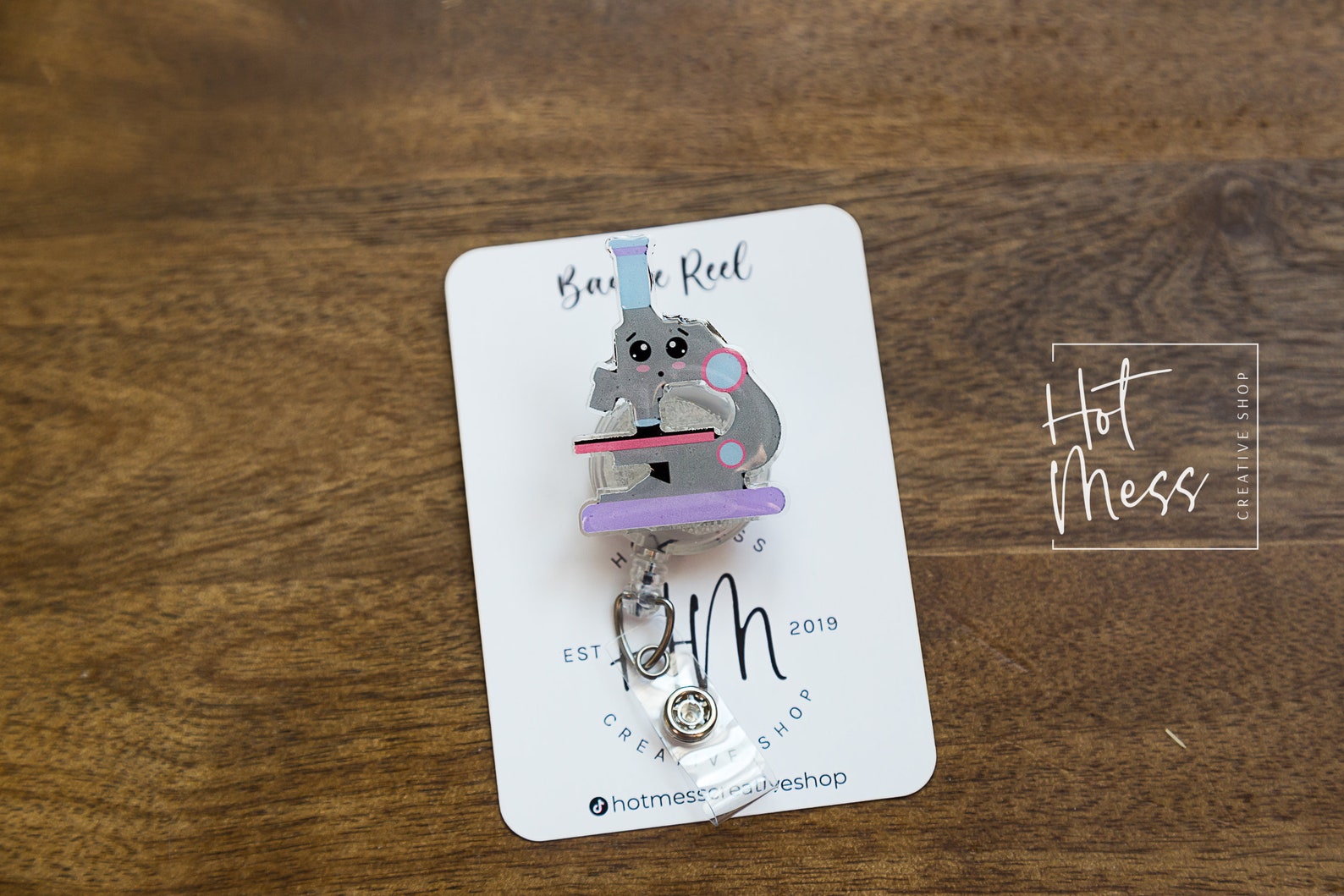 Microscope Badge Reel, Lab Tech Gift, Biology Equipment, Science Badge ...