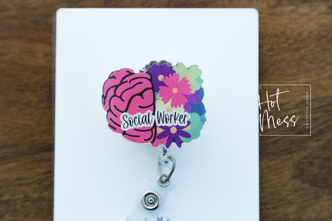 Social Worker Badge Reel, Social Worker Badge, ID Holder, Retractable ...