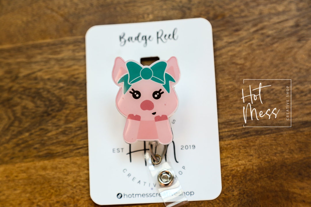 Cute Pig Badge Reel, Retractable Badge Reel, Interchangeable Badge Reel ...