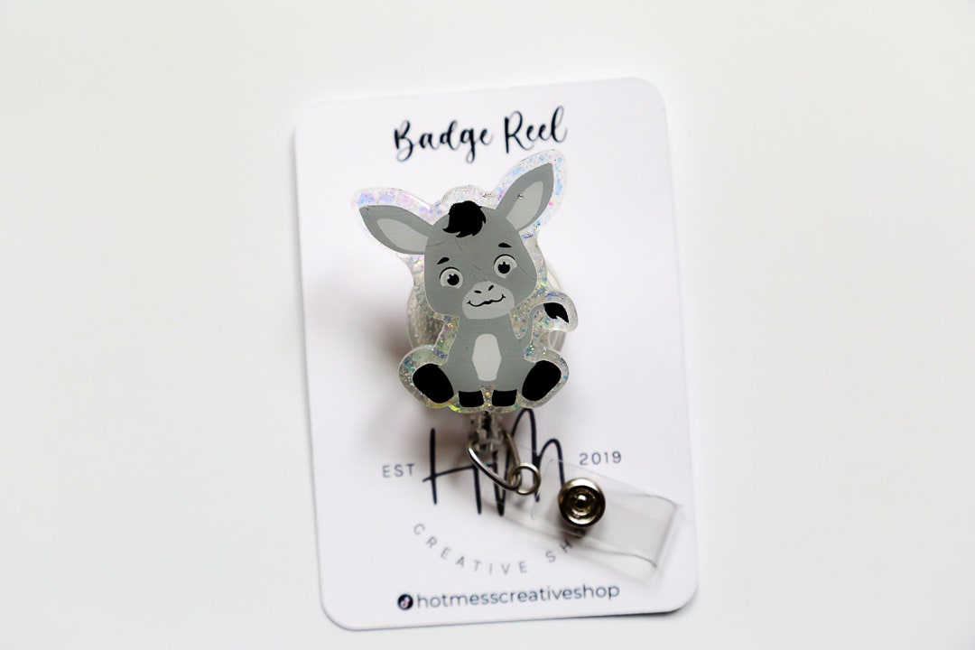 Cute Donkey Badge Reel, Retractable Badge Reel, Interchangeable Badge ...