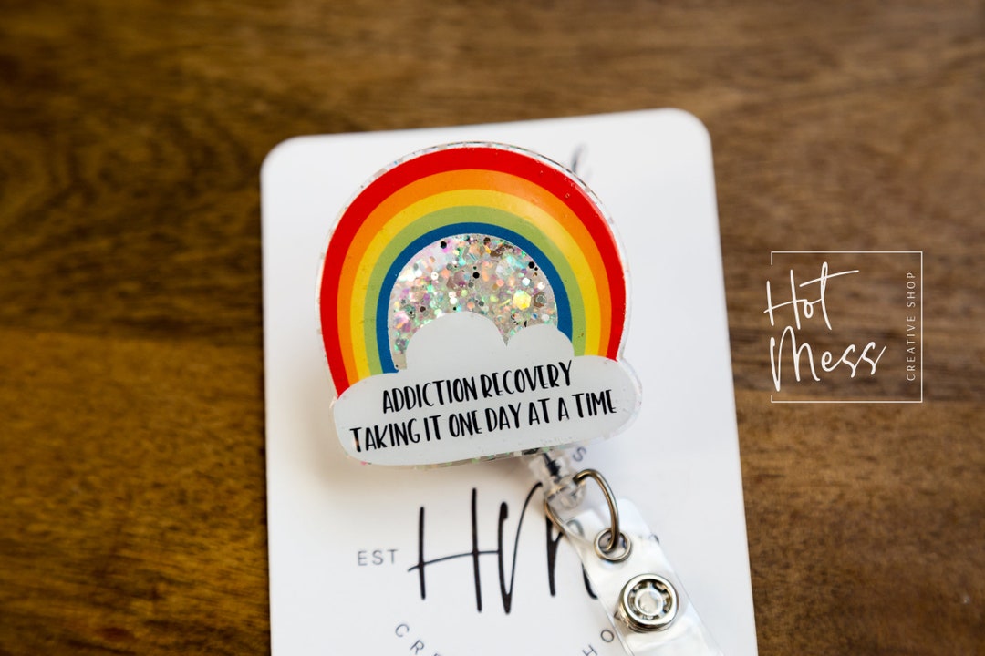Addiction Recovery Badge Reel, RN ID Holder, Retractable Acrylic Badge ...