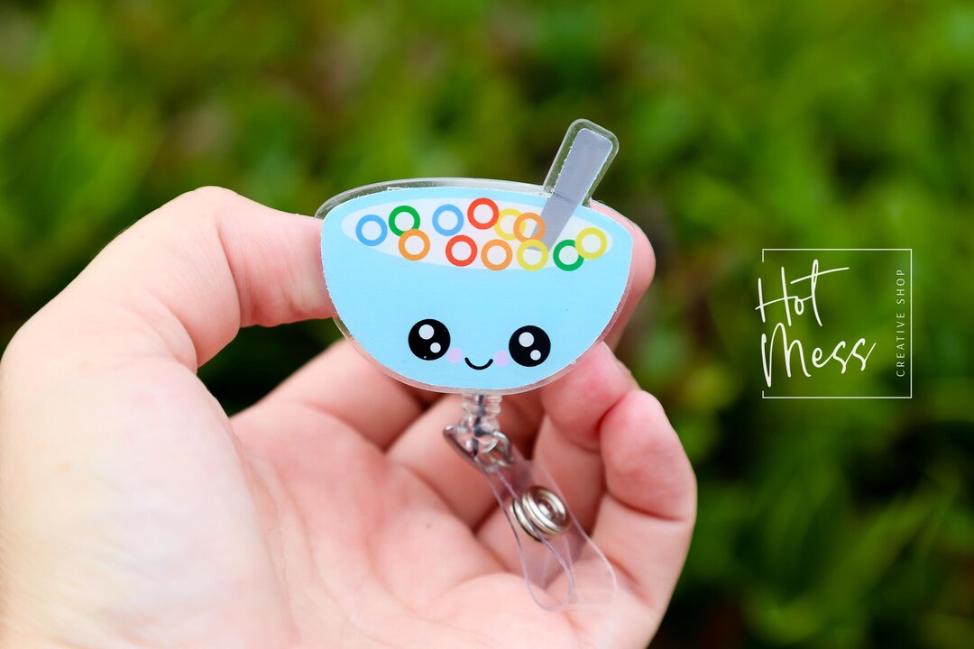 Cereal Badge Reel, Cute Glitter Badge Reel, Retractable Badge Reel ...