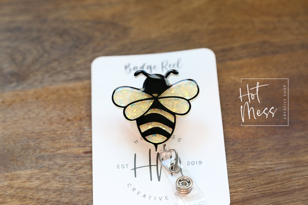 Bee Badge Reel, Gift for Beekeeper, Funny Badge Reel, Summer Nurse ...