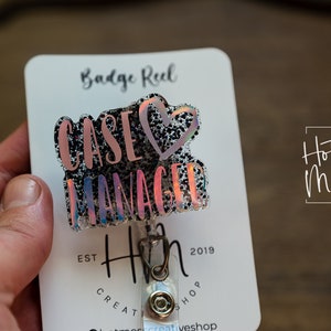 Case Manager Badge Reel, Black Glitter Case Manager Gift, Retractable ...