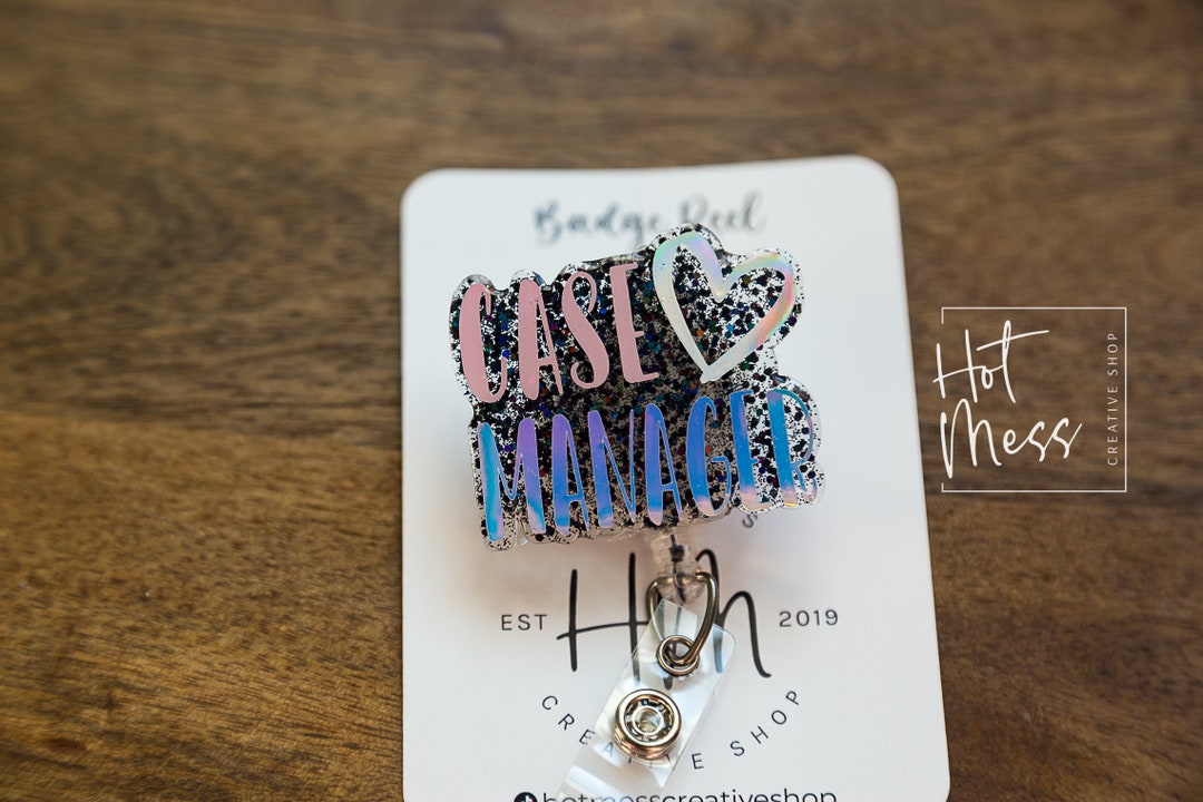 Case Manager Badge Reel, Black Glitter Case Manager Gift, Retractable ...
