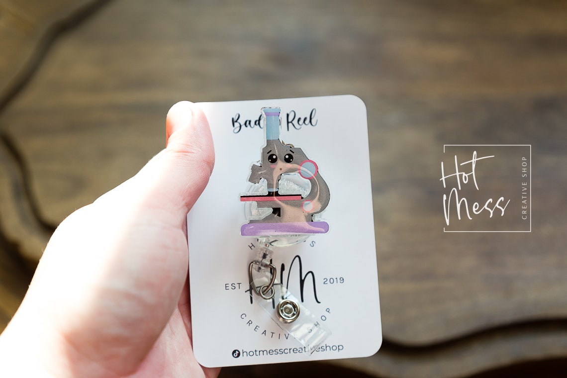 Microscope Badge Reel Lab Tech Gift Biology Equipment | Etsy