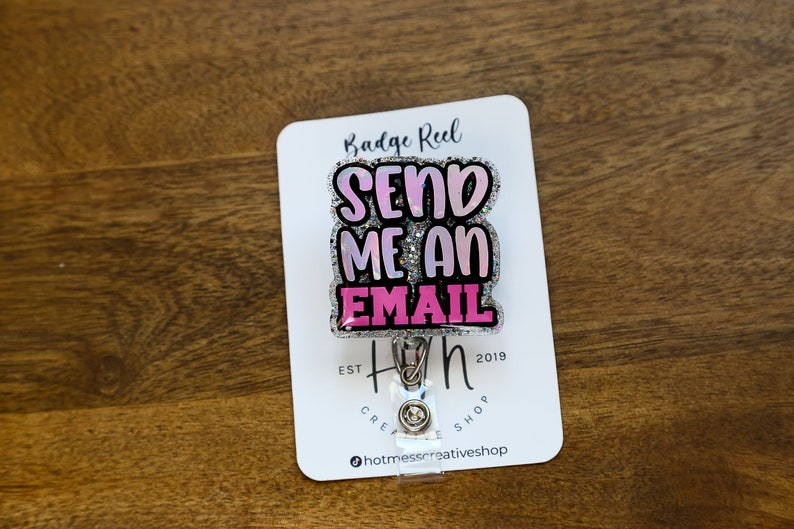 Send Me an Email Funny Blue Badge Reel, Office Badge Holder, RN ID ...