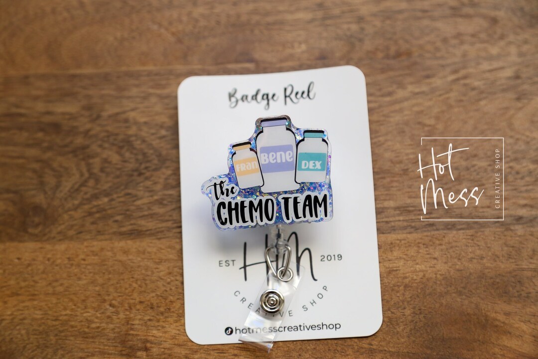The Chemo Team Badge Reel, Oncology Badge Reel, Nurse ID Holder, Cancer ...
