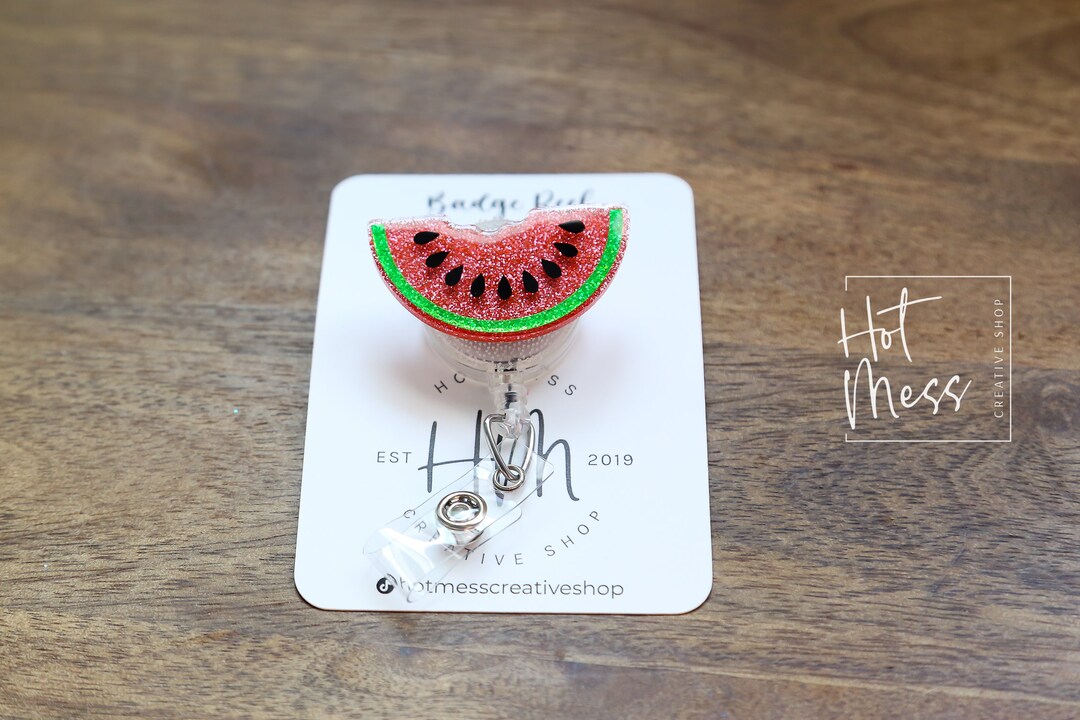 Watermelon Badge Reel, Cute Glitter Badge Reel, Retractable Badge Reel ...