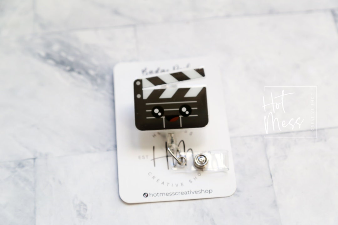 Movie Clapper Badge Reel, Clapper Board ID Holder, Retractable Acrylic ...