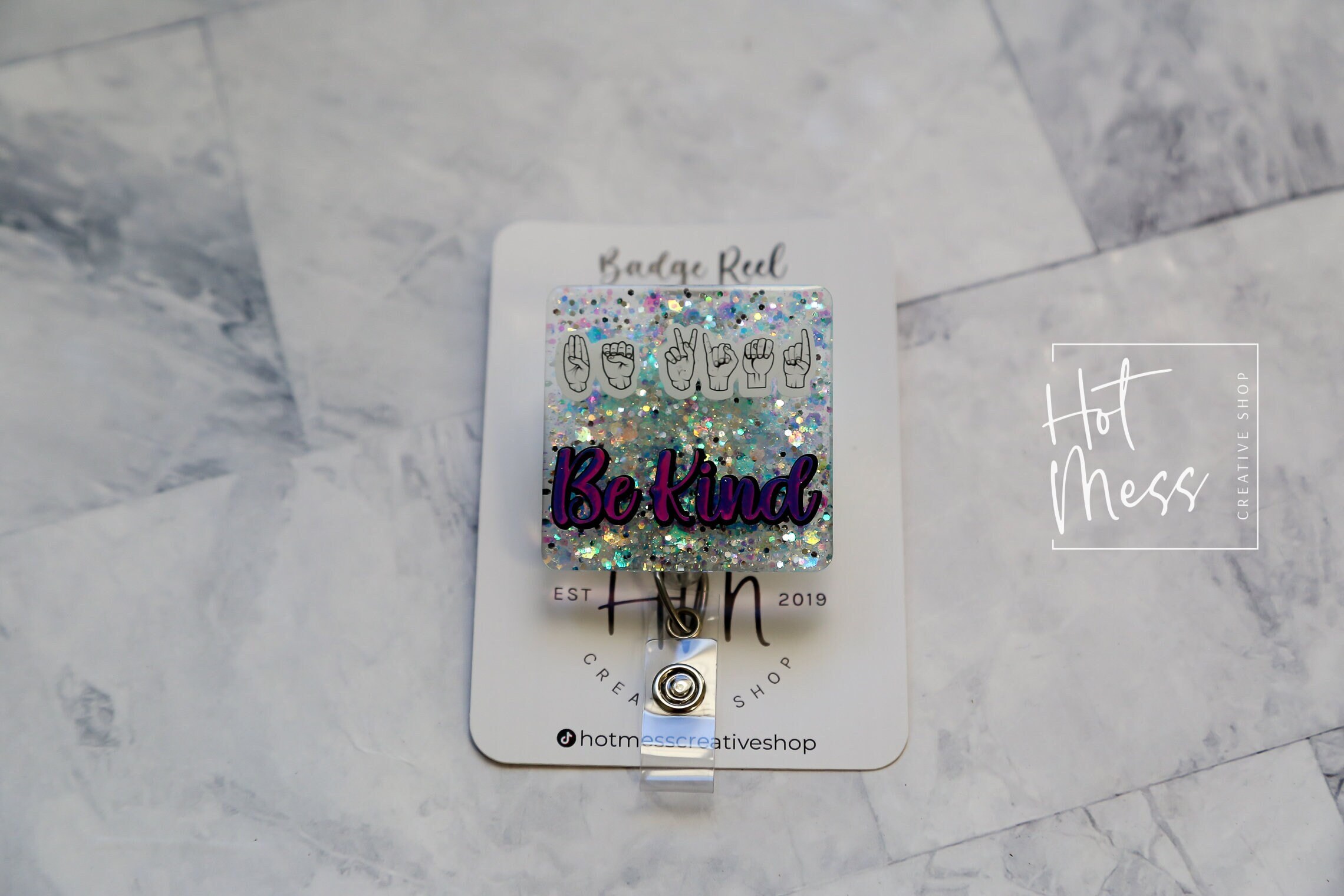 Be Kind ASL Badge Reel Sign Language ID Holder Retractable - Etsy