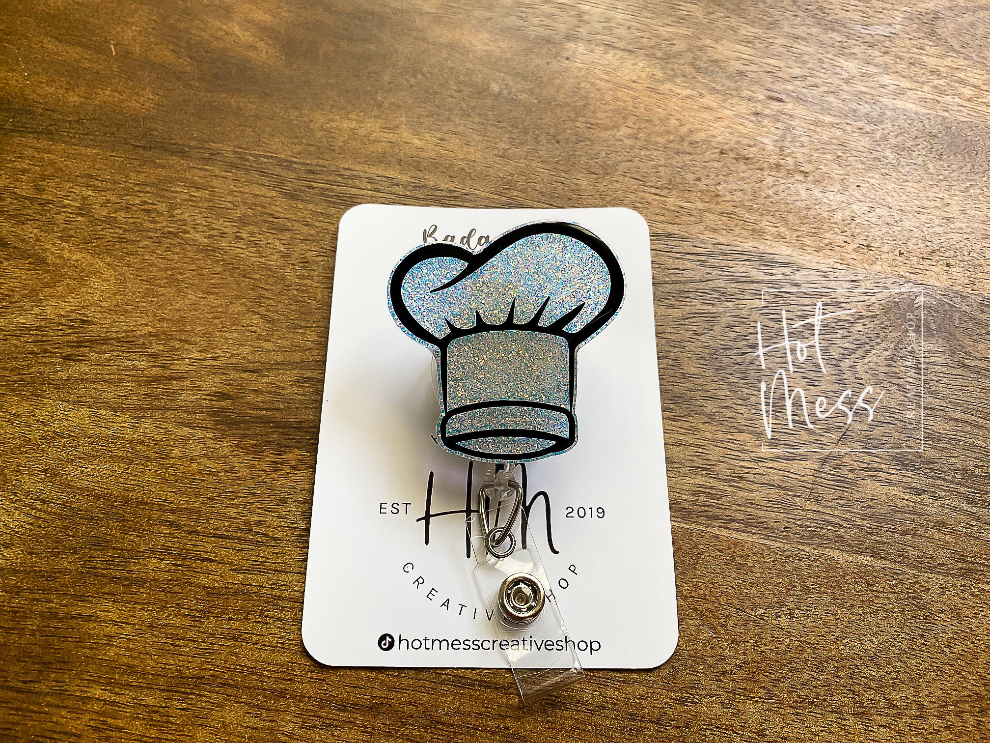 Chef Hat Badge Reel Chef Hat ID Holder Retractable Acrylic - Etsy