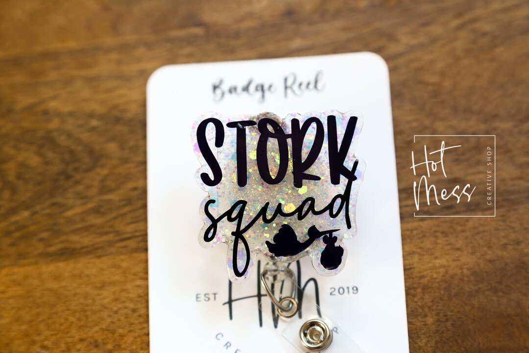 Stork Squad Badge Reel, Nurse ID Holder, Funny Badge Reel, Labor and ...