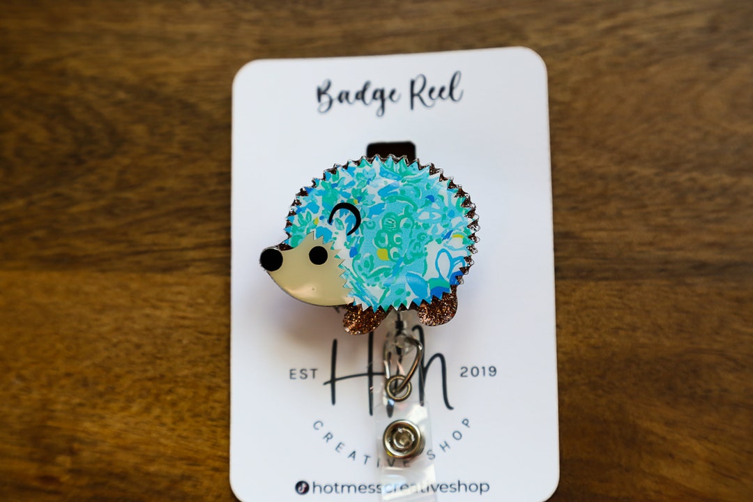 Floral Hedgehog Badge Reel, Interchangeable Badge Reel, Cute Badge Reel ...