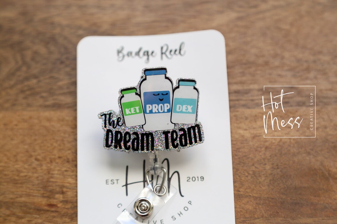 Silver the Dream Team Badge Reel, Anesthesia Badge Reel, Nurse ID ...
