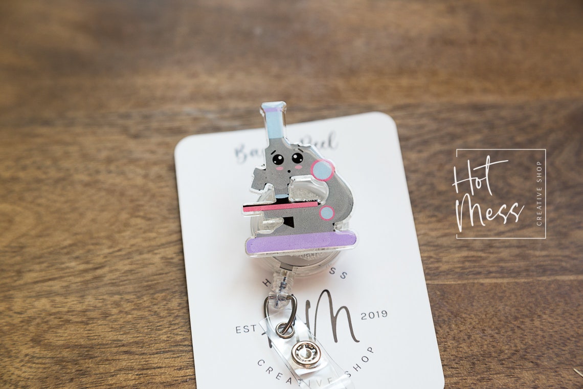 Microscope Badge Reel Lab Tech Gift Biology Equipment | Etsy