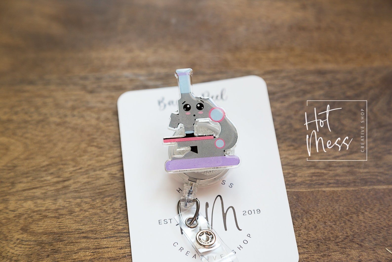 Microscope Badge Reel Lab Tech Gift Biology Equipment | Etsy