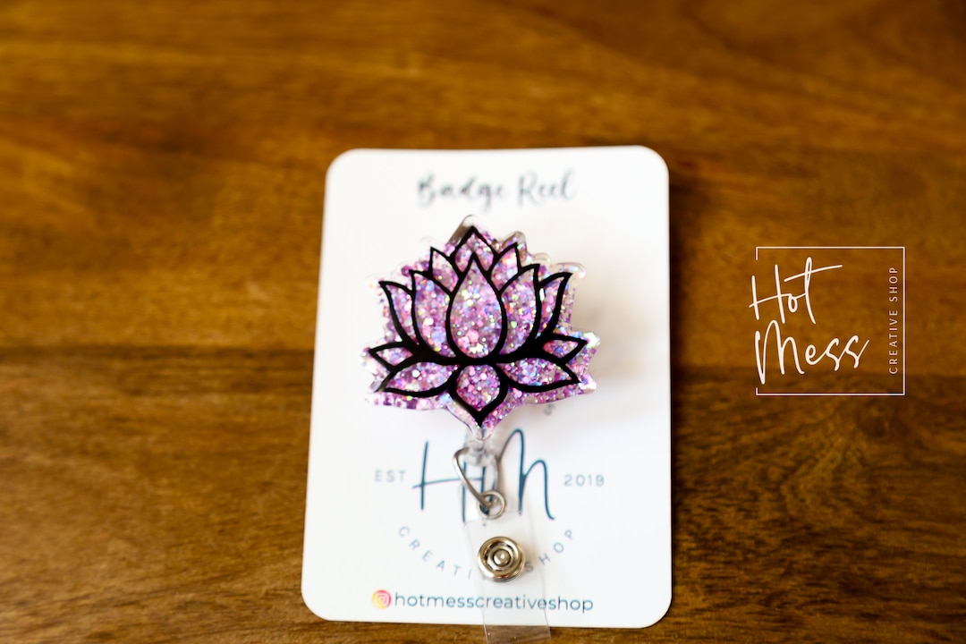 Lotus Flower Badge Reel, Retractable Badge Reel, Interchangeable Badge ...