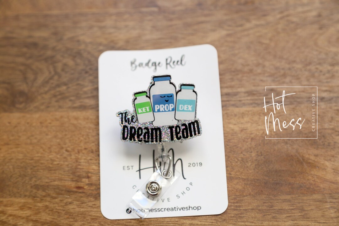 Silver the Dream Team Badge Reel, Anesthesia Badge Reel, Nurse ID ...