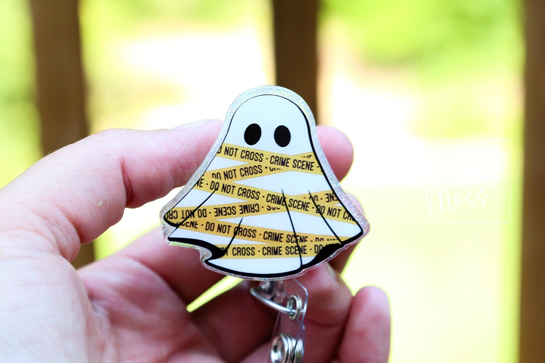CSI Ghost Badge Reel, Halloween ID Holder, Interchangeable Glitter ...