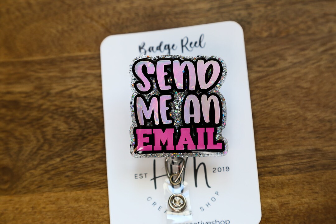 Send Me an Email Funny Blue Badge Reel, Office Badge Holder, RN ID ...