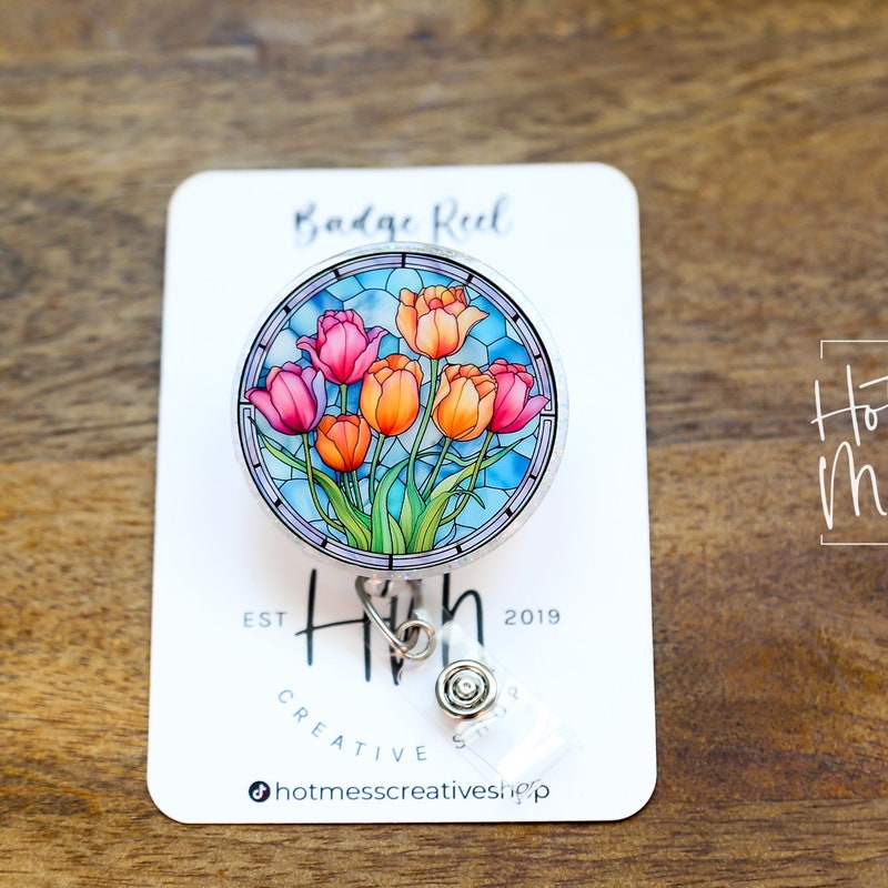 Badge Reel Stain Glass - Etsy