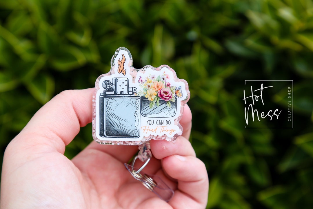 You Can Do Hard Things Funny Badge Reel, RN ID Holder, Retractable ...