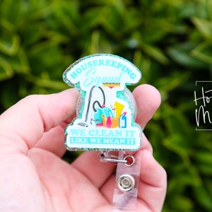 Housekeeping Squad Badge Reel, Environmental Services ID Holder - Etsy