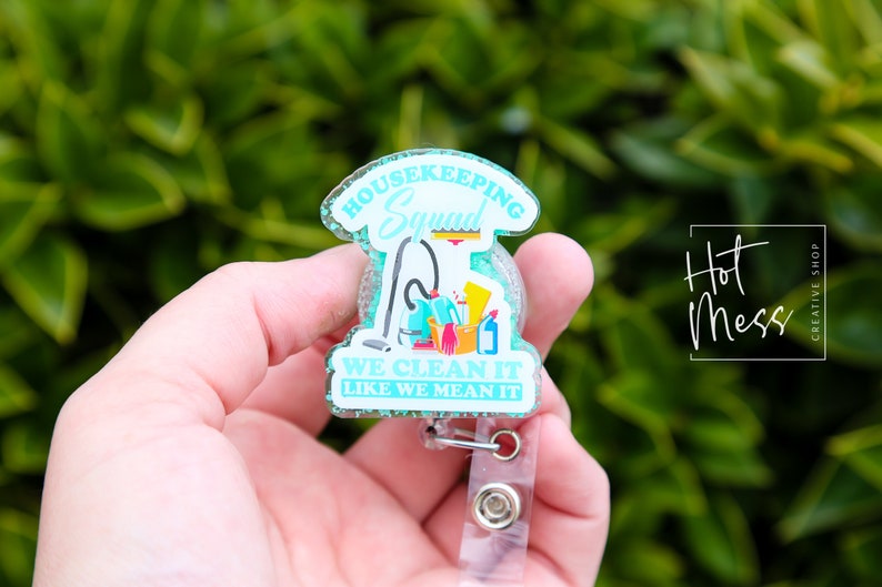 Housekeeping Squad Badge Reel, Environmental Services ID Holder - Etsy