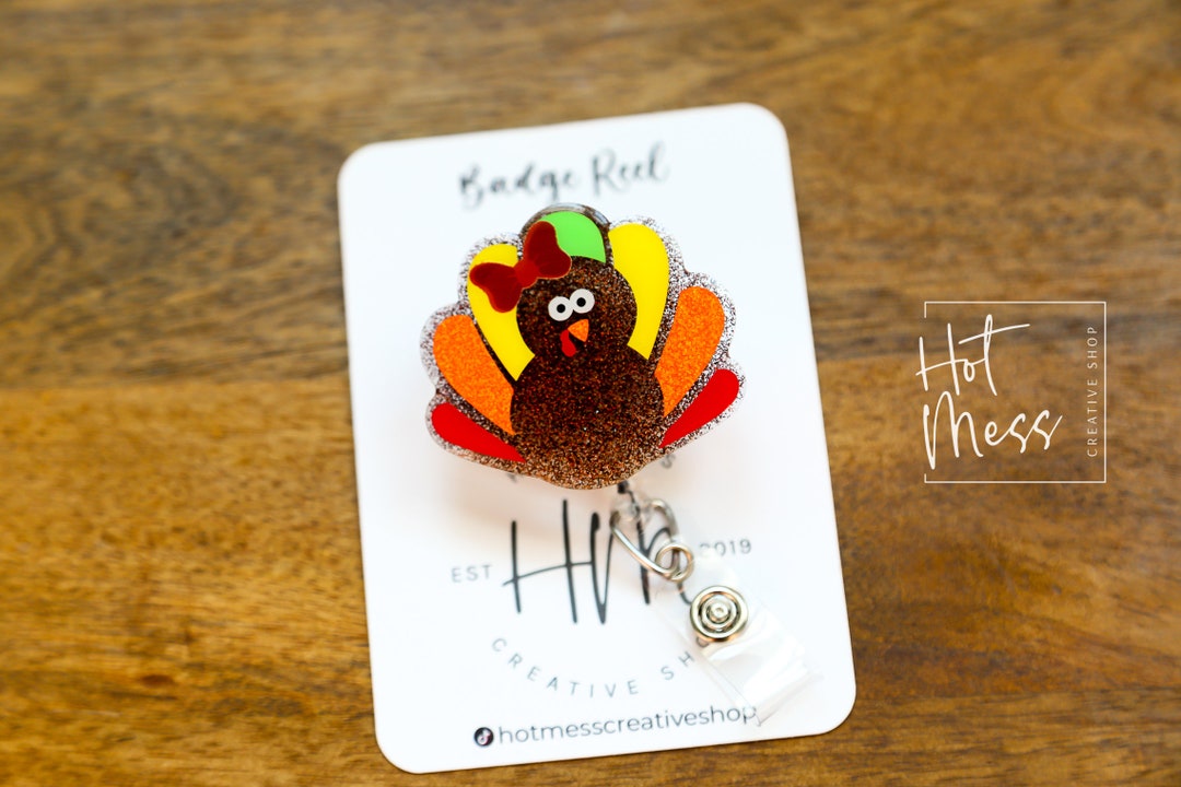 Turkey Badge Reel, Thanksgiving Badge Reel, Turkey ID Holder ...