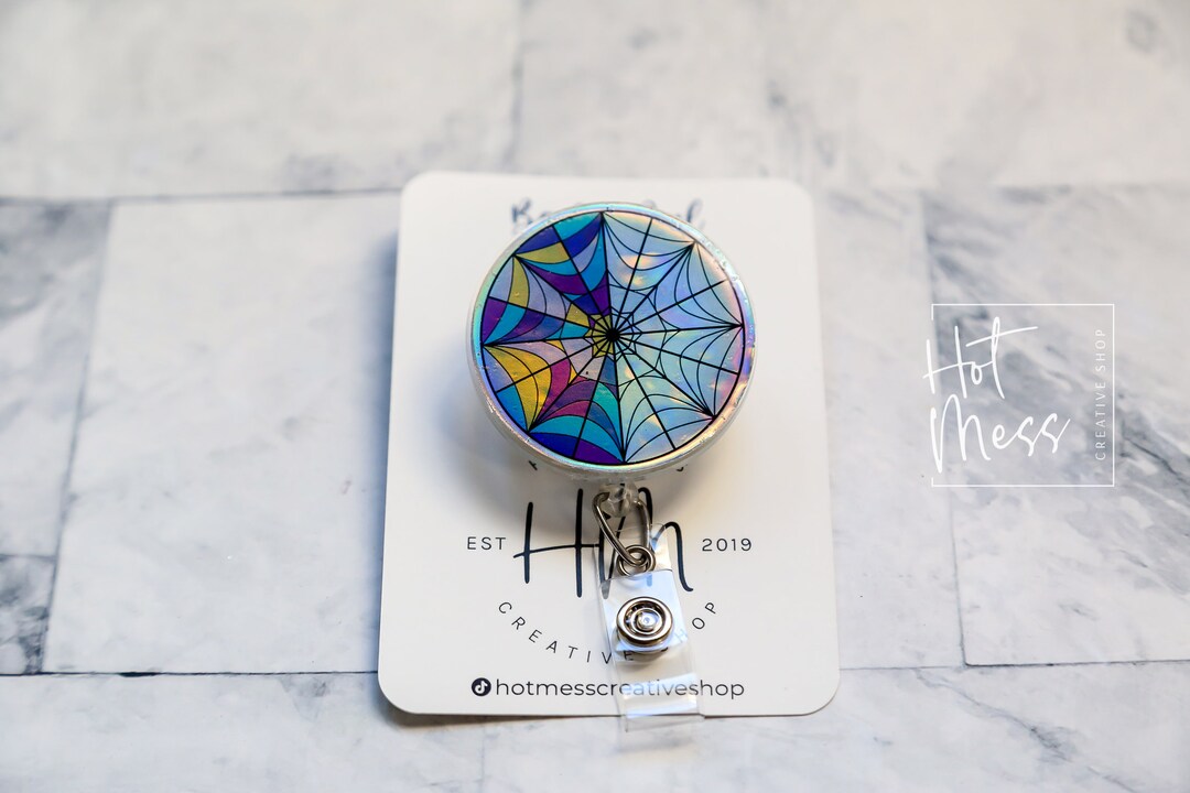 Holographic Spider Window Badge Reel, Retractable Badge Reel ...