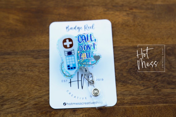 Call Don't Fall Badge Reel Patient Care ID Holder - Etsy