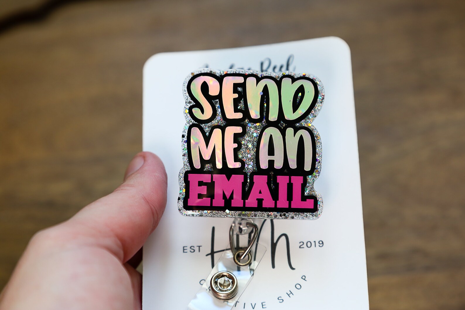 Send Me an Email Funny Blue Badge Reel, Office Badge Holder, RN ID ...