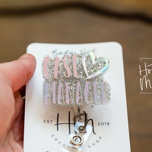 Case Manager Funny Badge Reel, Silver Glitter Case Manager Gift ...