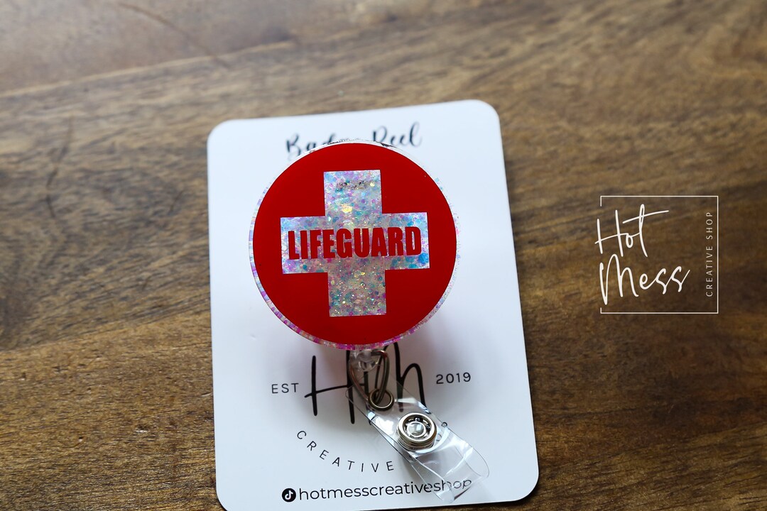 Lifeguard Badge Reel , Lifeguard Lanyard, Retractable Acrylic Badge ...