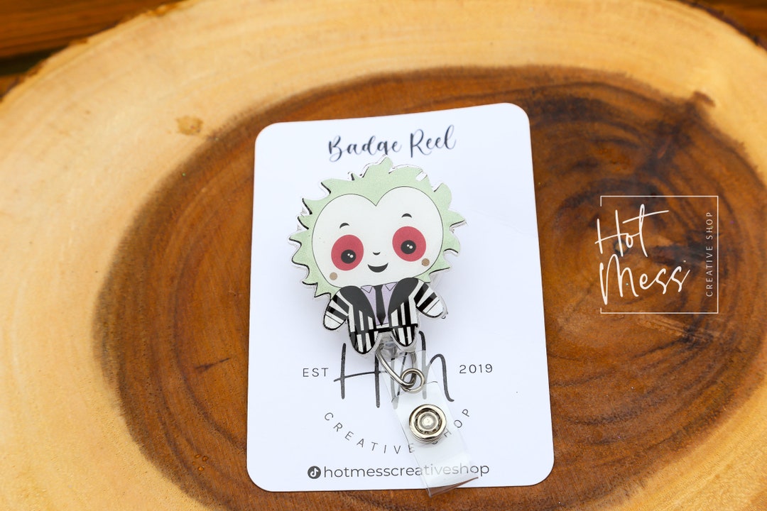 Cute Beetle Guy Badge Reel, Halloween Badge Reel, Halloween ID Holder ...