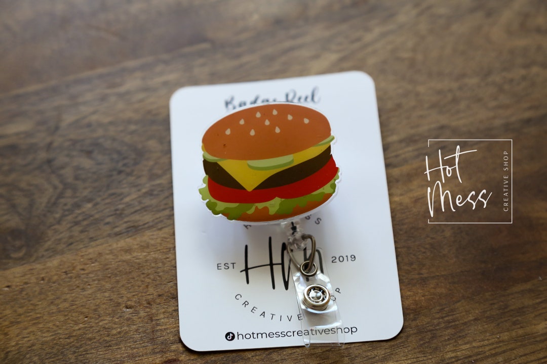 Cheeseburger Badge Reel, Funny ID Holder, Waitress Badge Reel ...